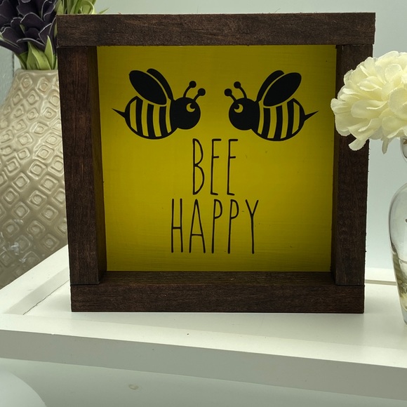 Wall Decor | Bee Happy Bee Kind Mini Wood Sign | Poshmark